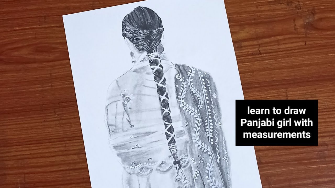 How to draw a beautiful Panjabi girl easy pencil drawing - YouTube