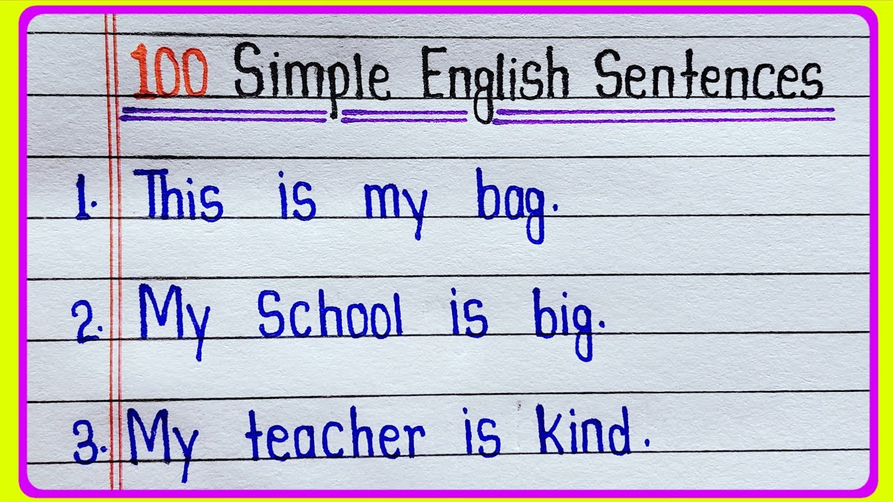 100 Simple English Sentences || 100 Simple Sentences for Reading ...