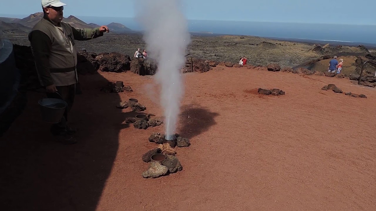 Pouring water into a volcanic vent - YouTube