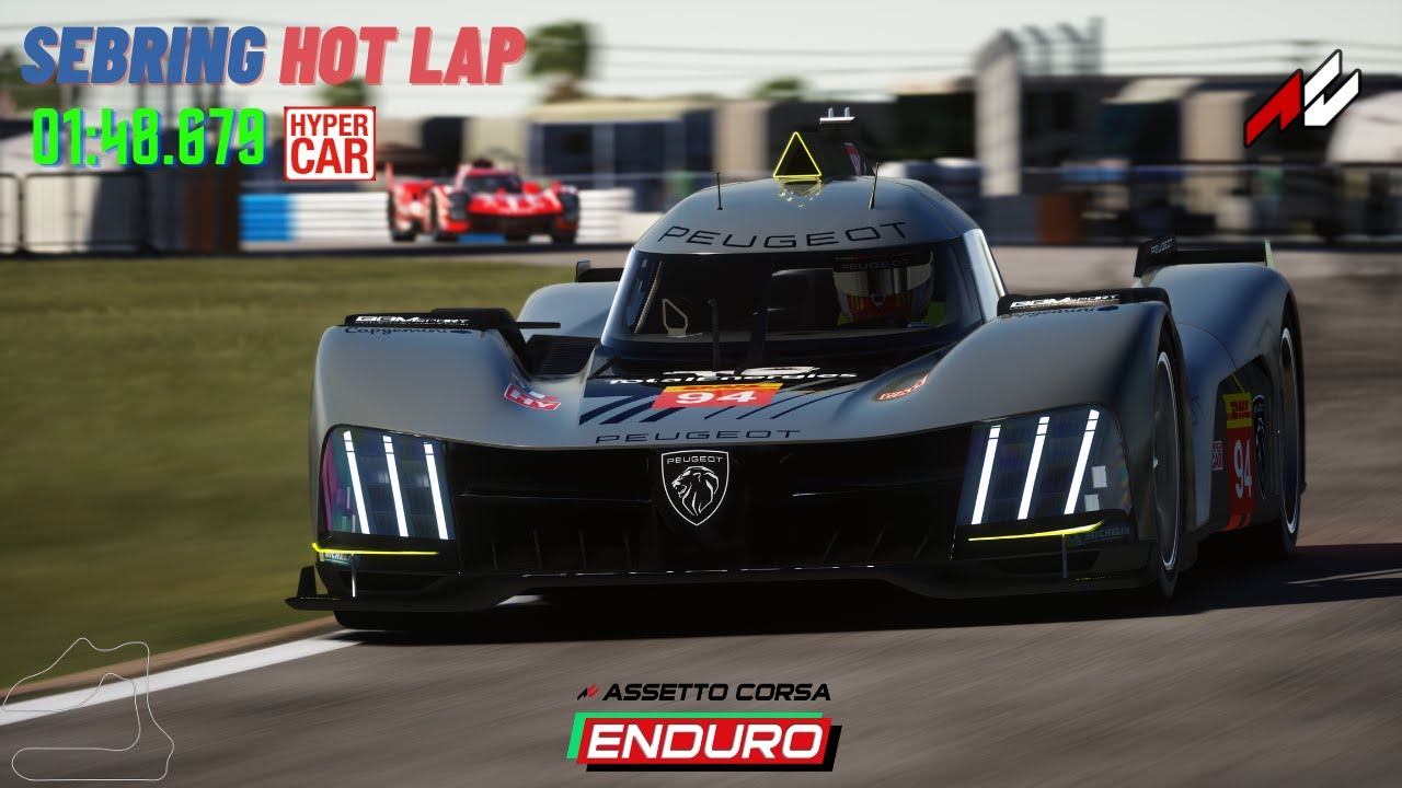 Assetto Corsa HotLap | SEBRING | Peugeot 9x8 LMH | 01:48.679 - YouTube