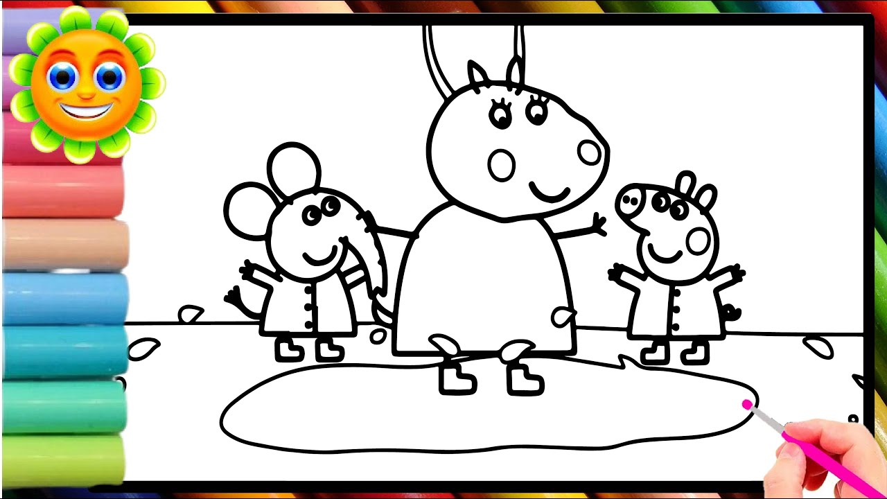 Drawing and Coloring Peppa Pig with Emily Elephant || Drawing and ...