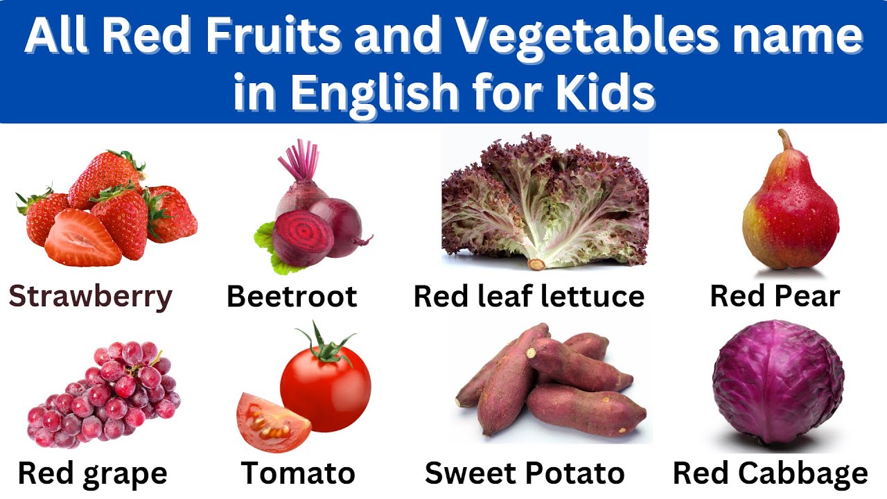 Red colour Fruits and Vegetables name | English Vocabulary Words ...