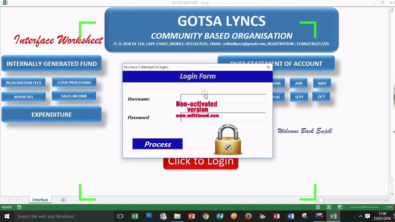 How to create login form ( from Trevor's template) in excel - YouTube