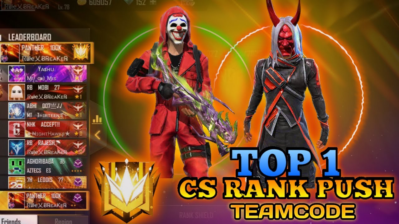 TEAMCODE PUSH TO TOP 1 GRANDMASTER - CS RANKED 😎👽 #2BGAMER #FREEFIRELIVE #AJJUBHAILIVE #AS ...