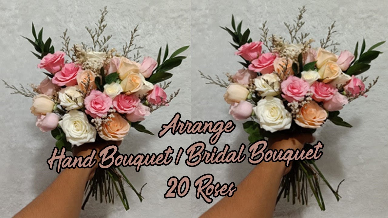 TUTORIAL MERANGKAI BUKET BUNGA MAWAR 20 TANGKAI | ARRANGE HAND TIED ...