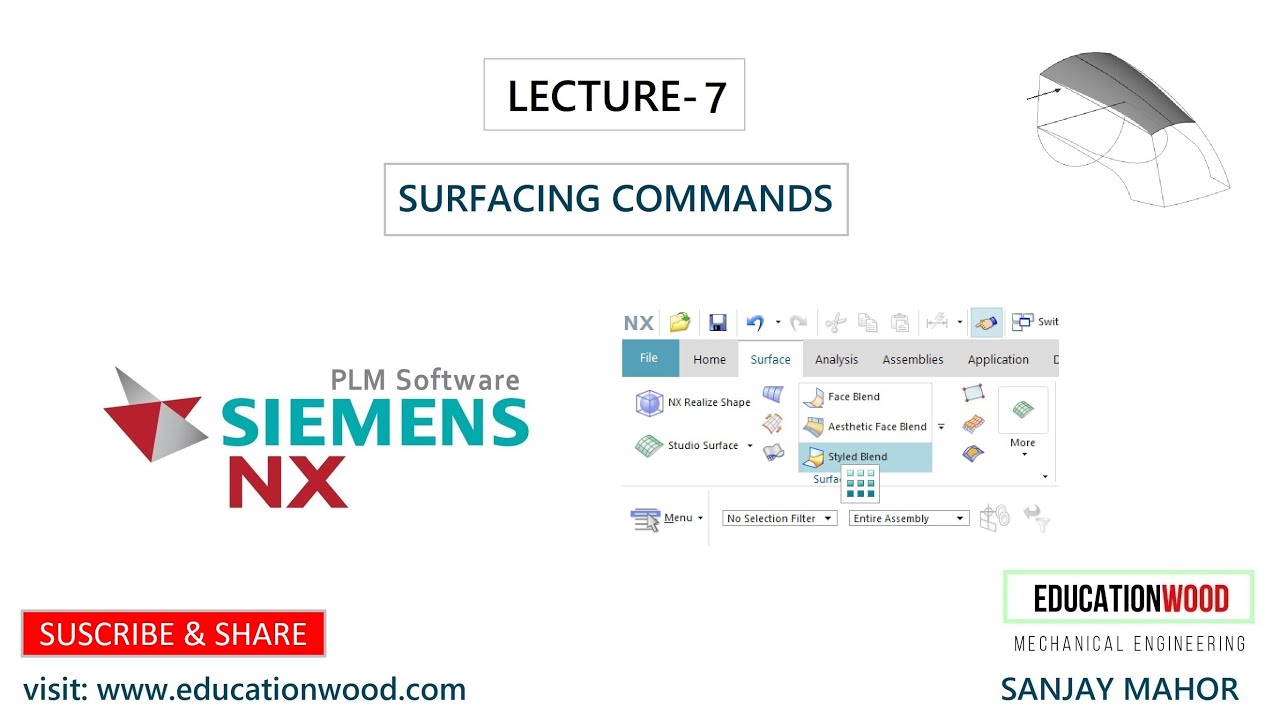 Lecture 7 Nx Cad Surfacing Commands And Practice Youtube 2406
