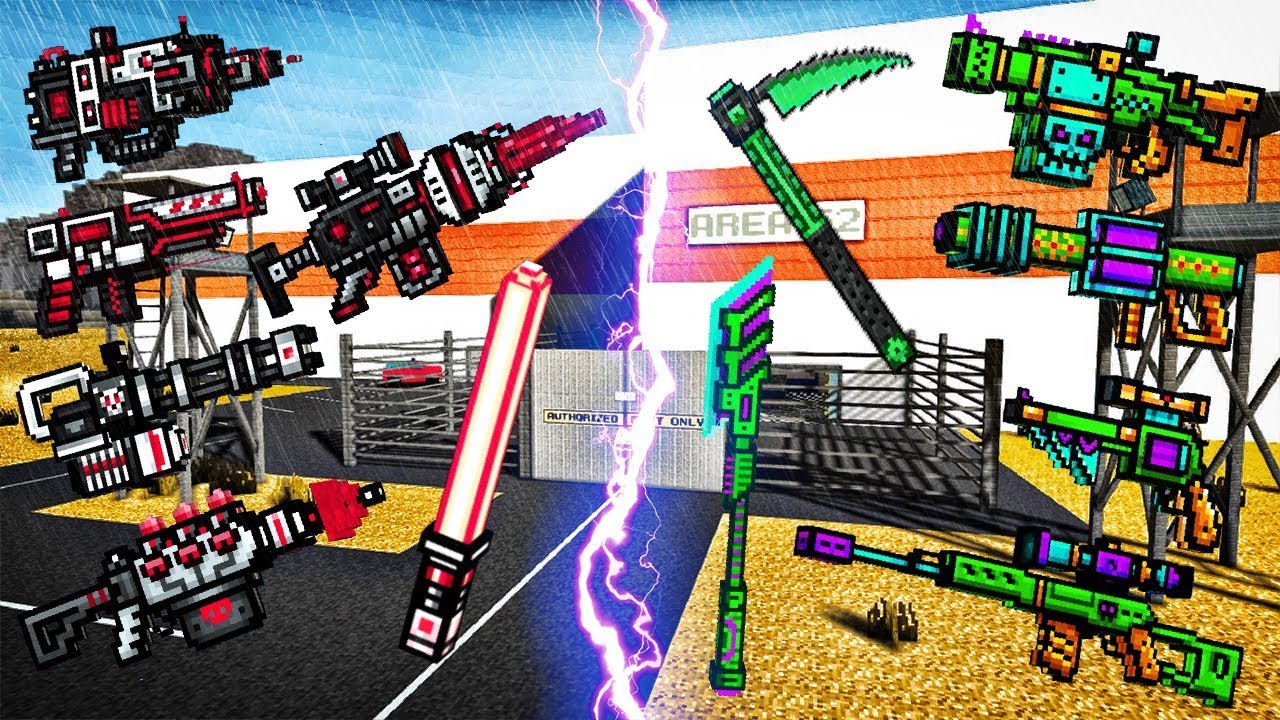 Pixel Gun 3D - Champion Weapons VS Adamant Weapons #2 Team Fight Area ...