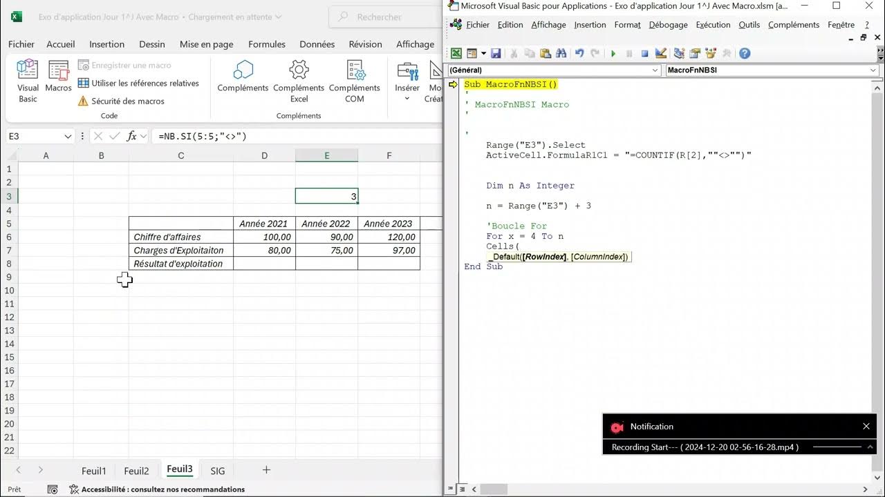 Boucle For et Fonction NB SI sur Excel VBA - YouTube