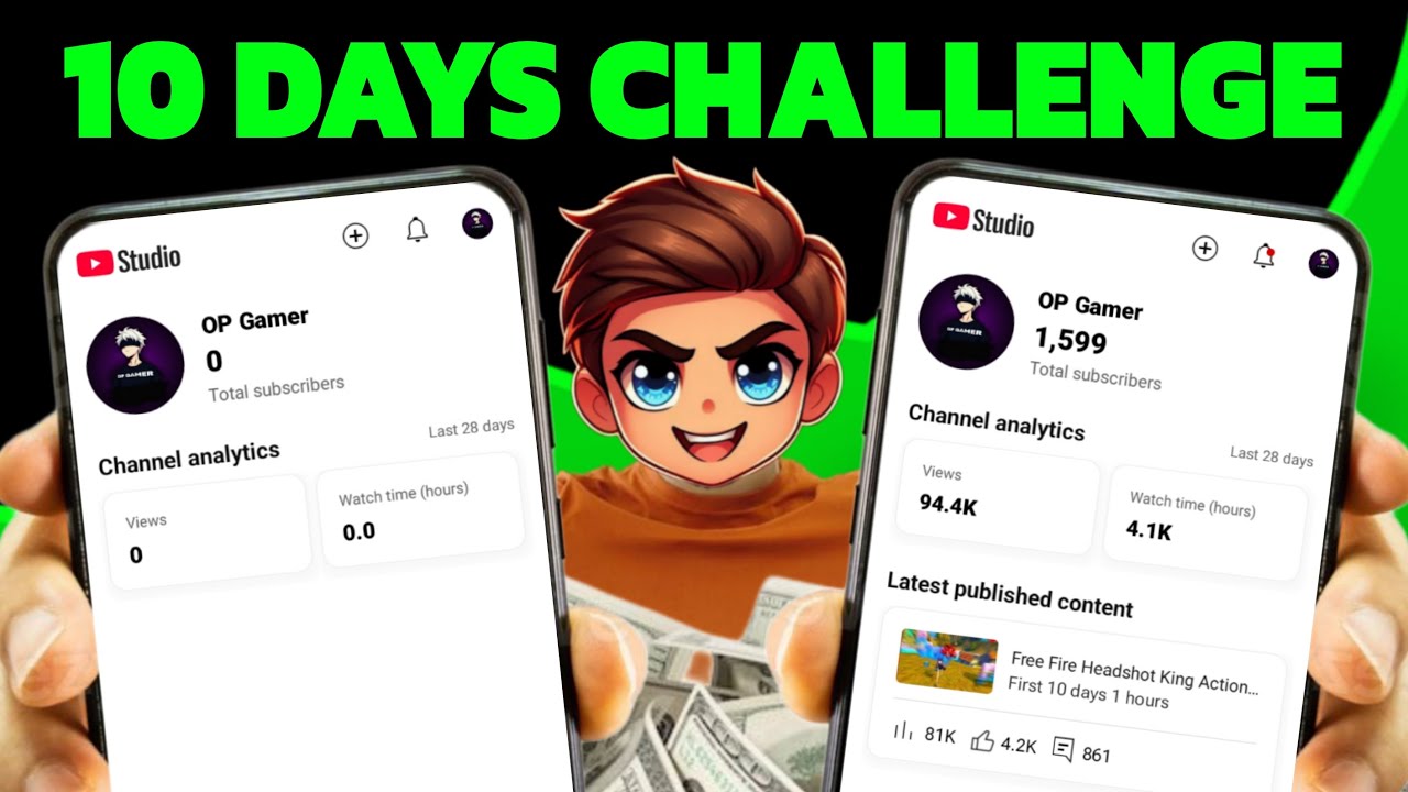 10 DAYS Challenge ( Nice Result 😳 ) How To Grow Gaming Channel From 0 ...