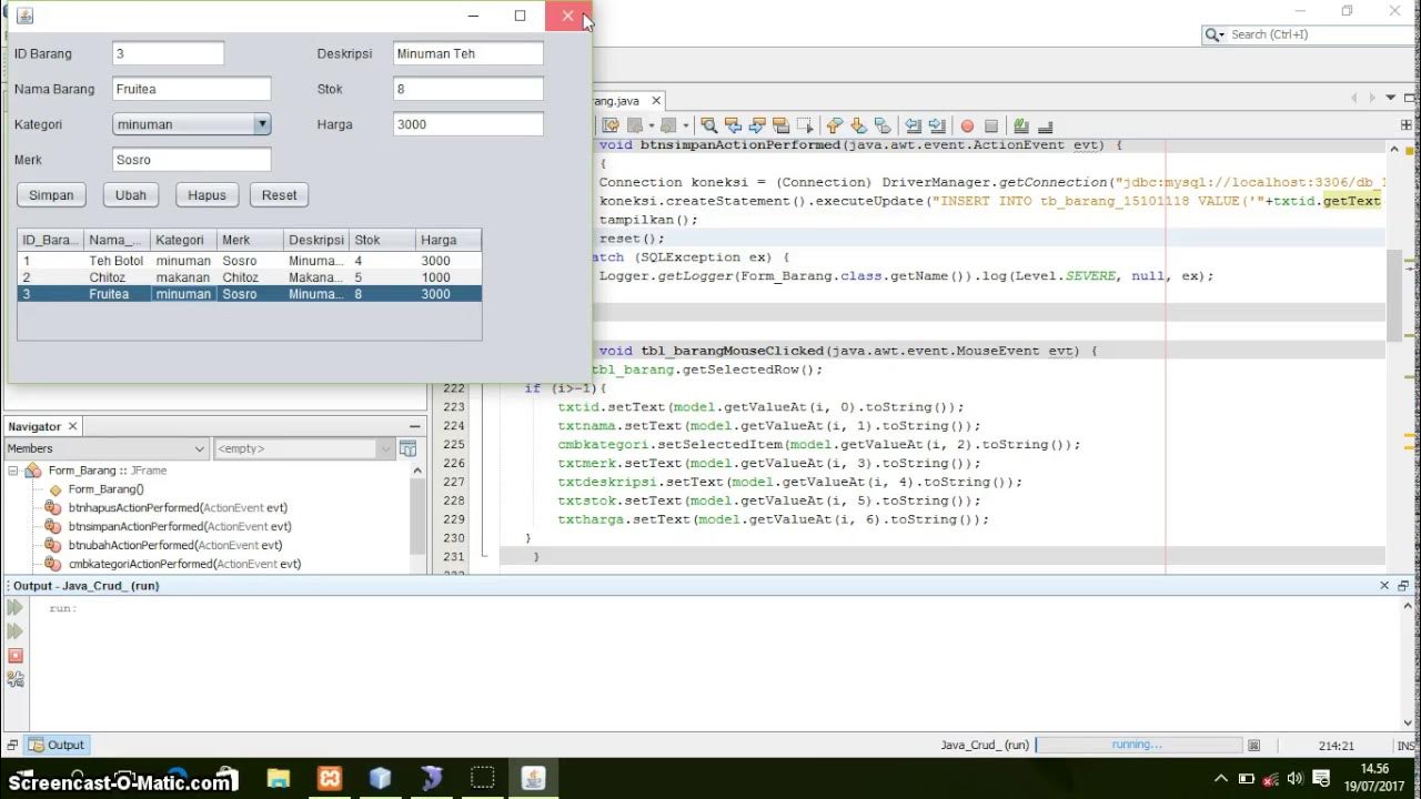 Tutorial Pemrograman Java Membuat CRUD Data Barang Menggunakan NetBeans - YouTube