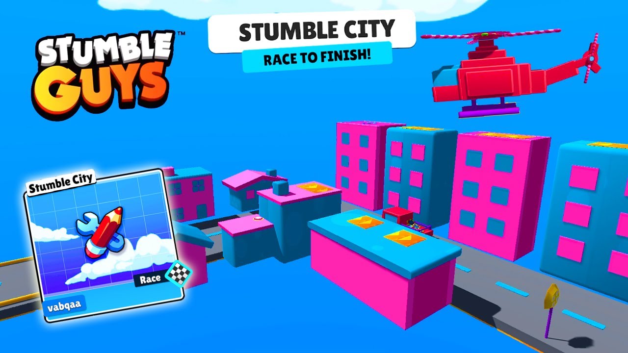 "STUMBLE CITY" UNIQUE CREATIVE MAP WITH HELICOPTER - STUMBLE GUYS - YouTube