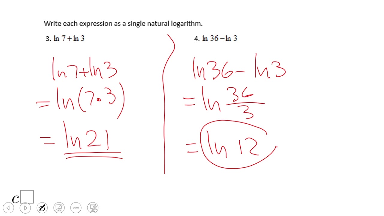 Properties of Natural Logarithms - YouTube
