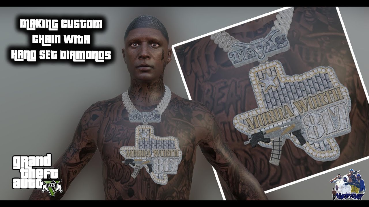 Making A Custom Iced Out Chain With Hand Set Diamonds For FiveM In ...