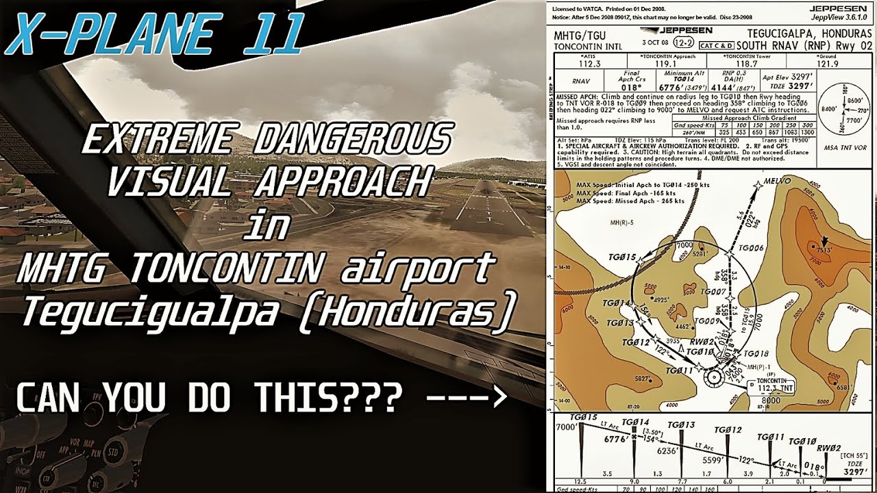 MHTG Circling To Land RWY 02 | EXTREME VISUAL APPROACH | X-PLANE 11 ...