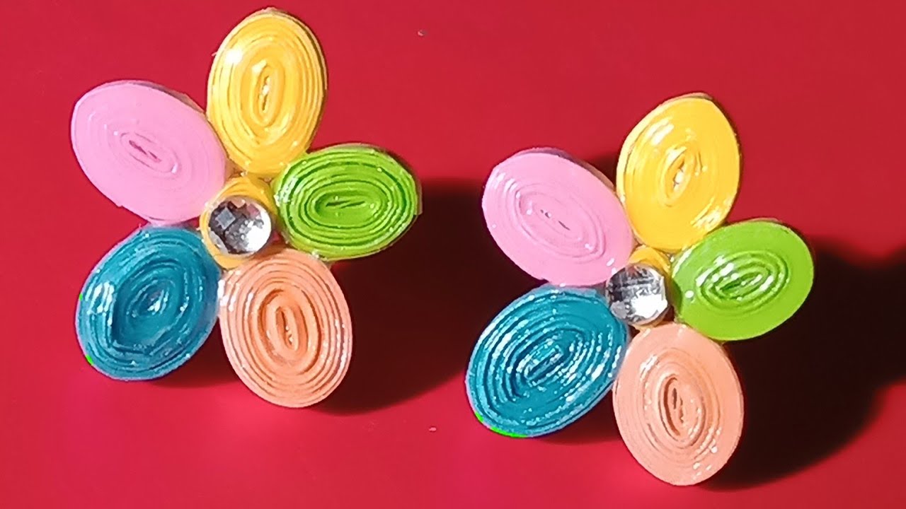 Floral Stud Paper Earrings || Handmade Earrings || @mkdmart - YouTube