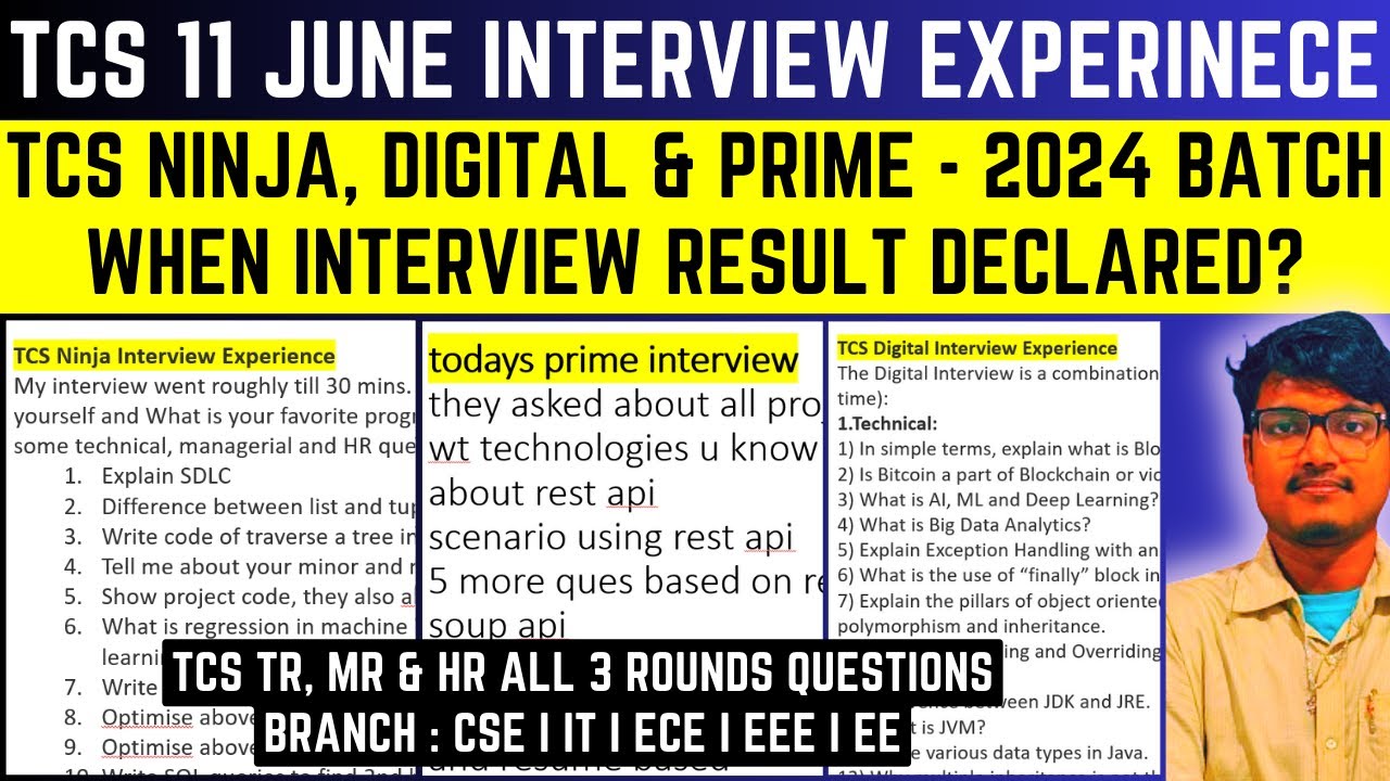 TCS 11th June Ninja, Digital & Prime Interview Experience | TCS TR, MR ...