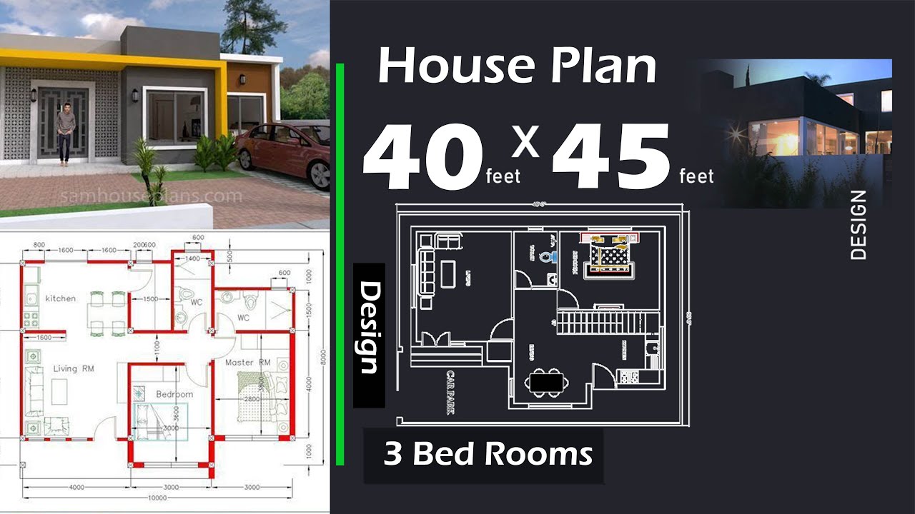 40 x 45 House Plan for One Family - YouTube