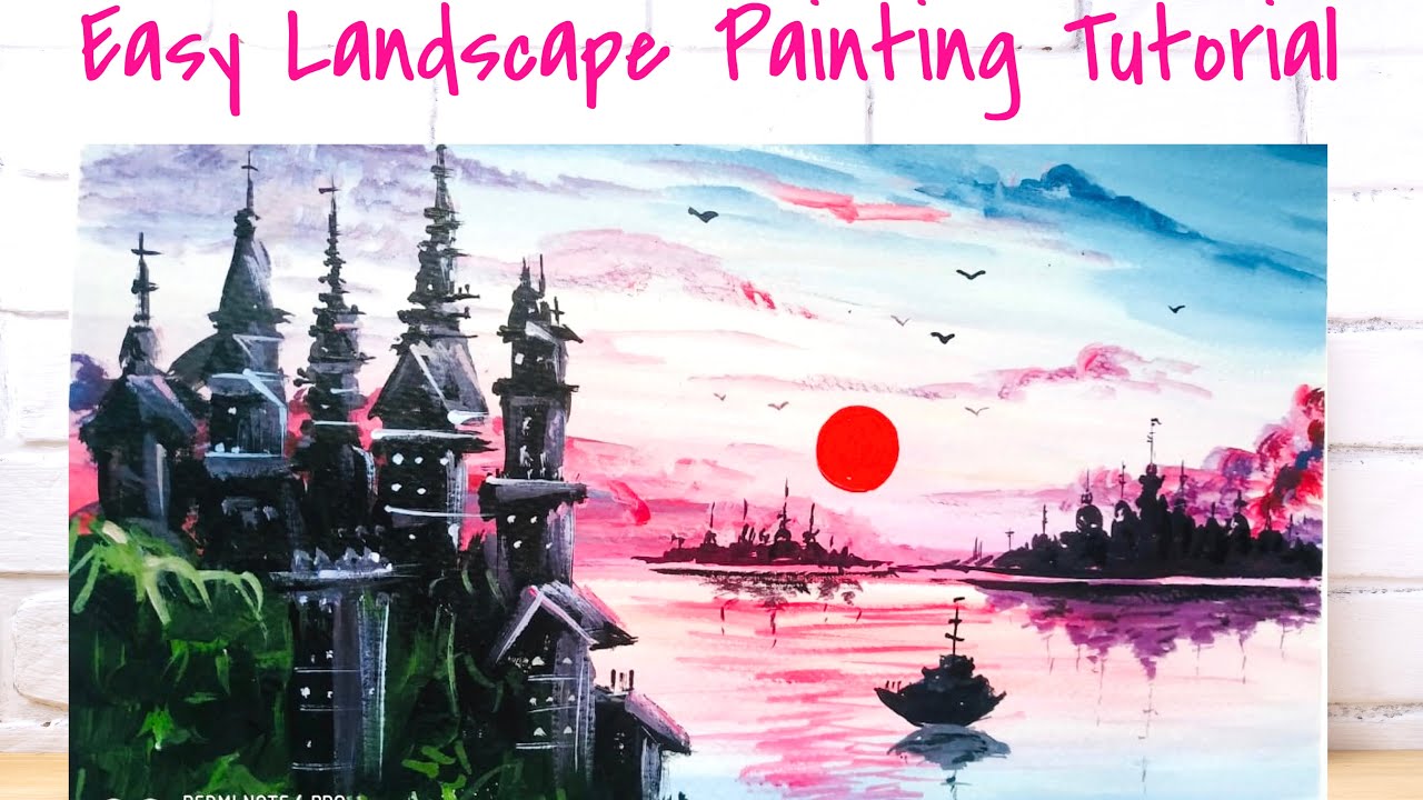 Landscape Painting Tutorial / Easy Acrylic Painting - YouTube