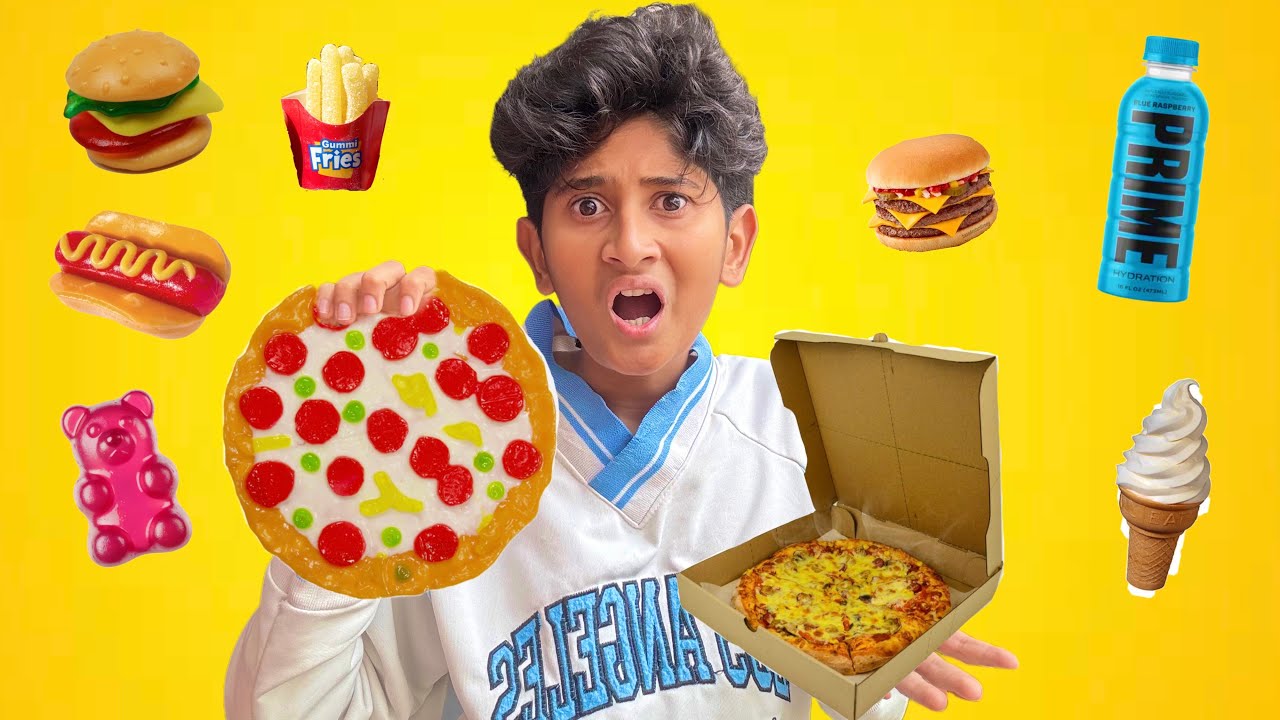 One Color Real vs Gummy Food Challenge - YouTube