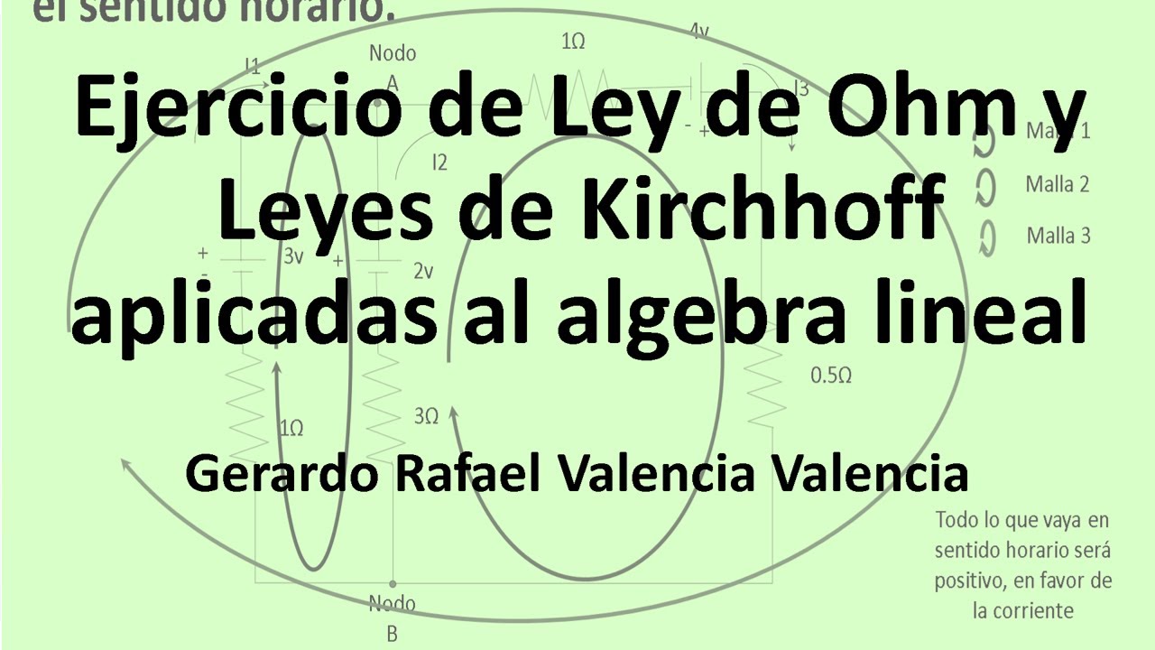 Ejercicio de Ley de Ohm y Leyes de Kirchhoff aplicadas al algebra lineal - YouTube