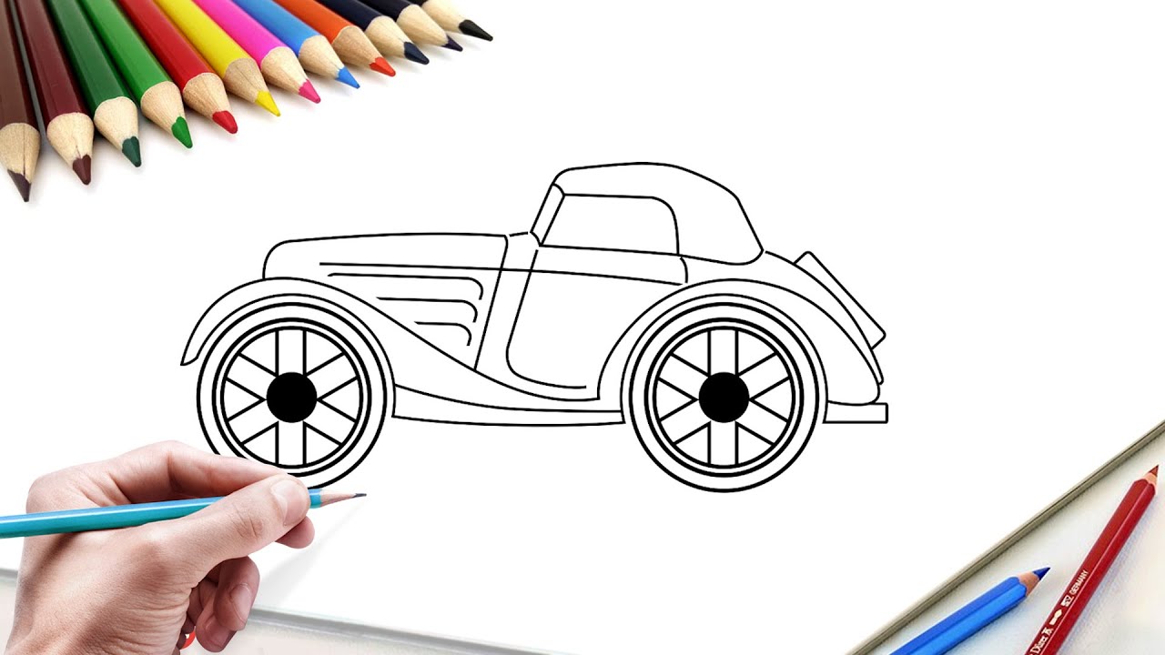 How to draw an easy and cool antique car || draw - YouTube