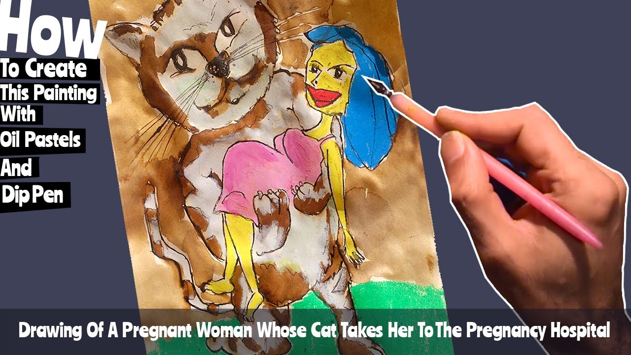 How To Draw A Pregnant Woman | Whimsical Cat and Girl Illustration ...