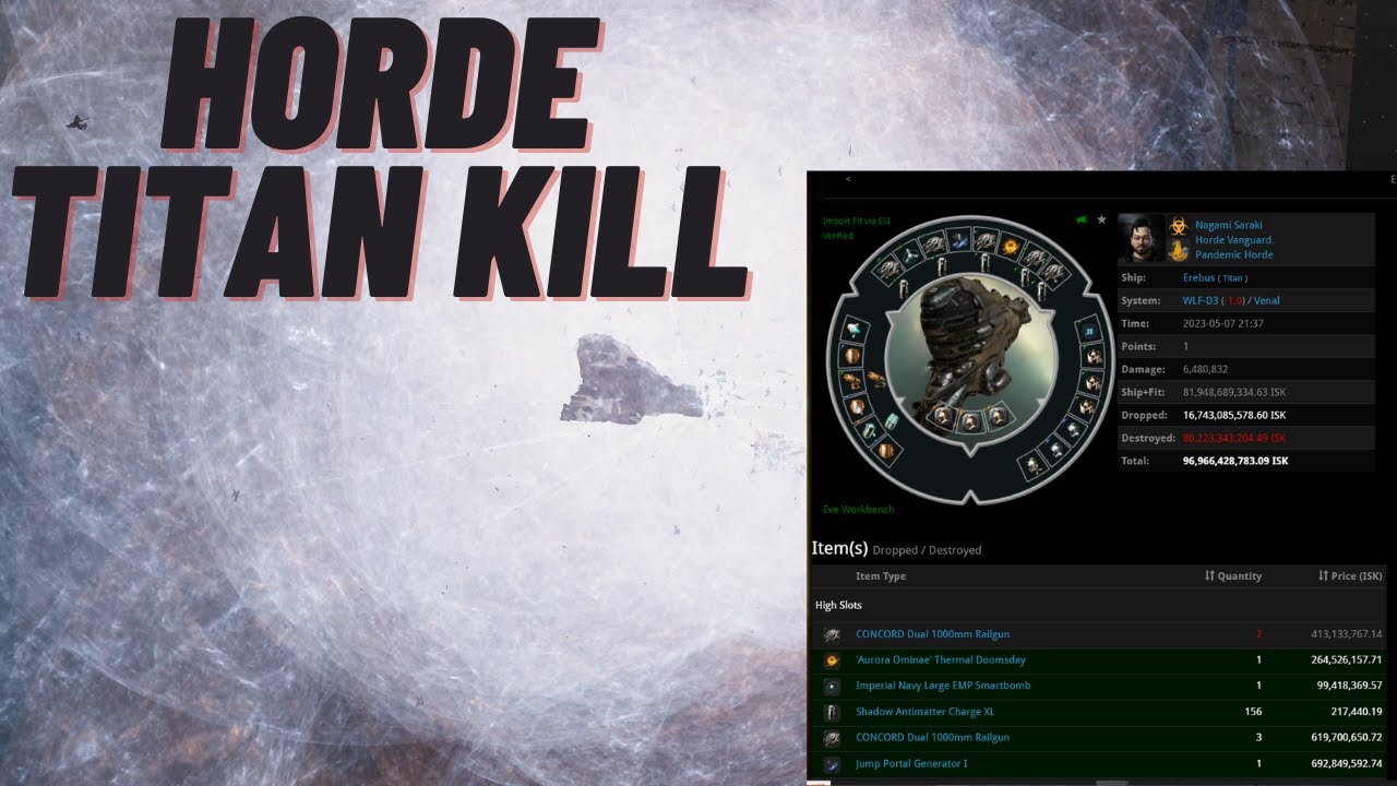 #eveonline Goonswarm Kills Horde Titan in WLF D3 - YouTube