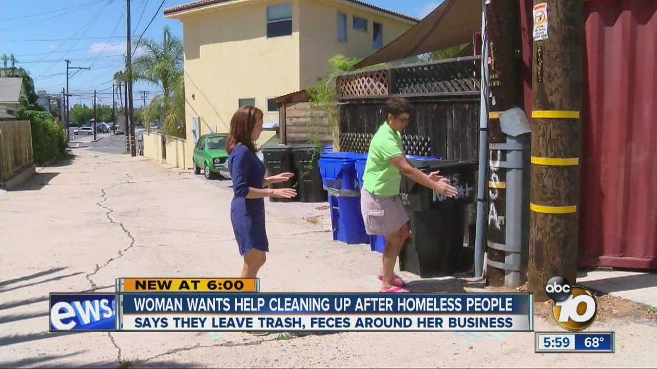 Woman wants help cleaning up after homeless people - YouTube