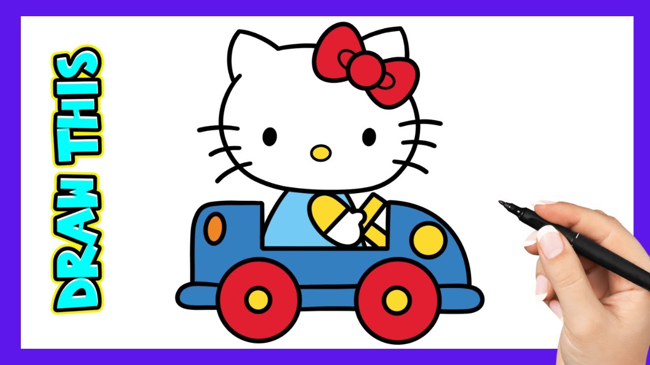 How to draw the fabulous Hello Kitty driving a car - YouTube