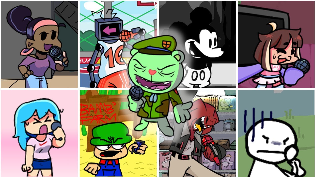 FNF - Flippy Roll, but every turn, a different character sings it ...