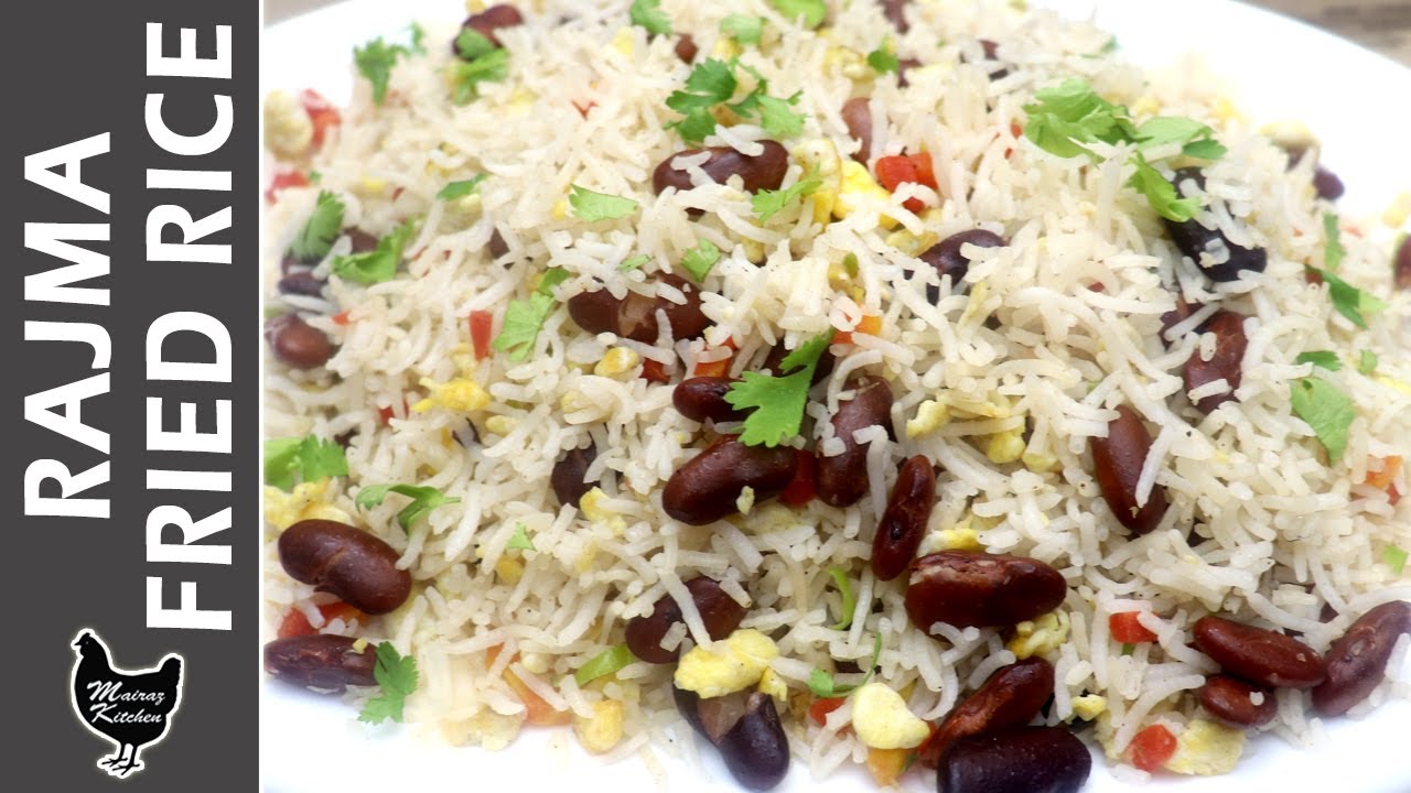 RAJMA FRIED RICE RECIPE | White Rice with Red Kidney Bean | Tasty Lobia ...