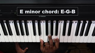 How To Play The E Minor Chord On Piano And Keyboard Em Emin Piano ...