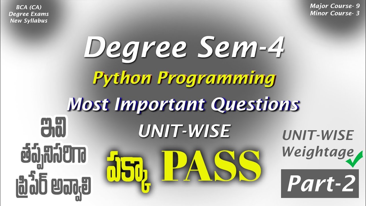 Degree Semester 4 - Python Programming Most Important Questions UNIT ...