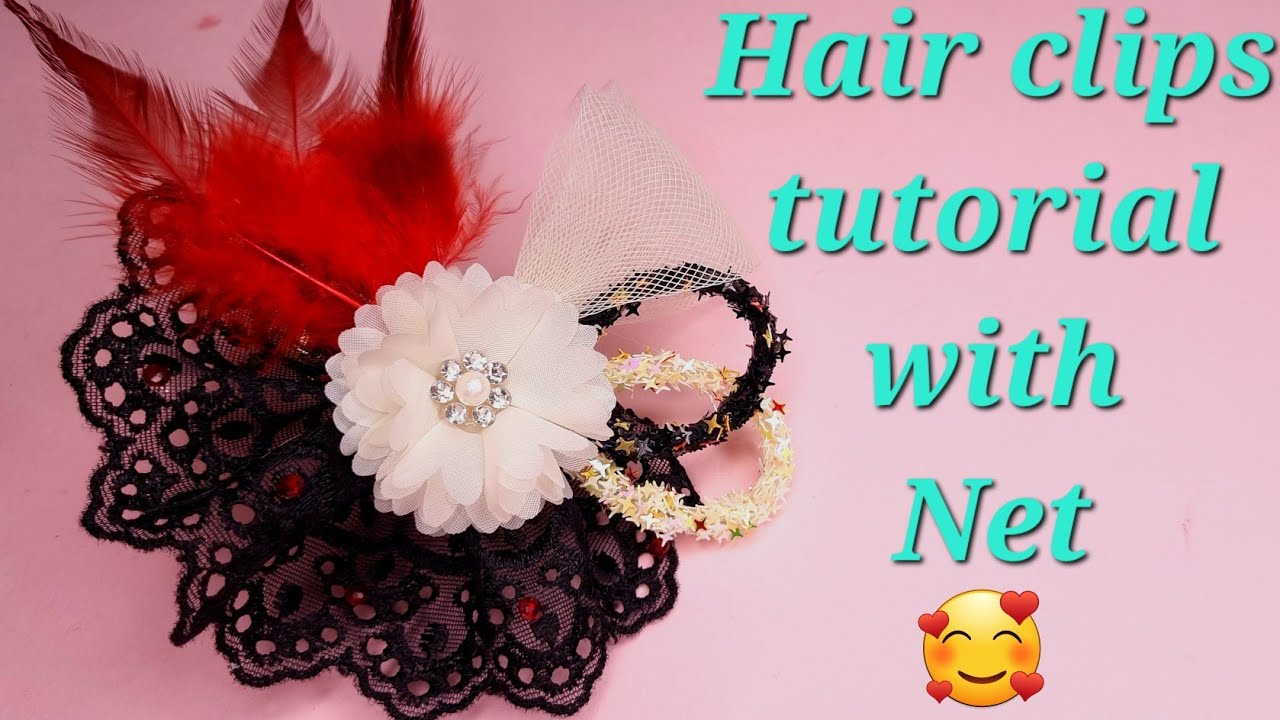 Hair clips tutorial with net | Swarovski Fascinator tutorial - YouTube