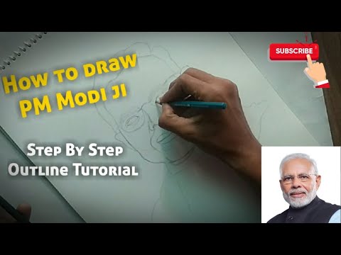 How To Draw PM Modi ji step by step // full Outline Tutorial For ...