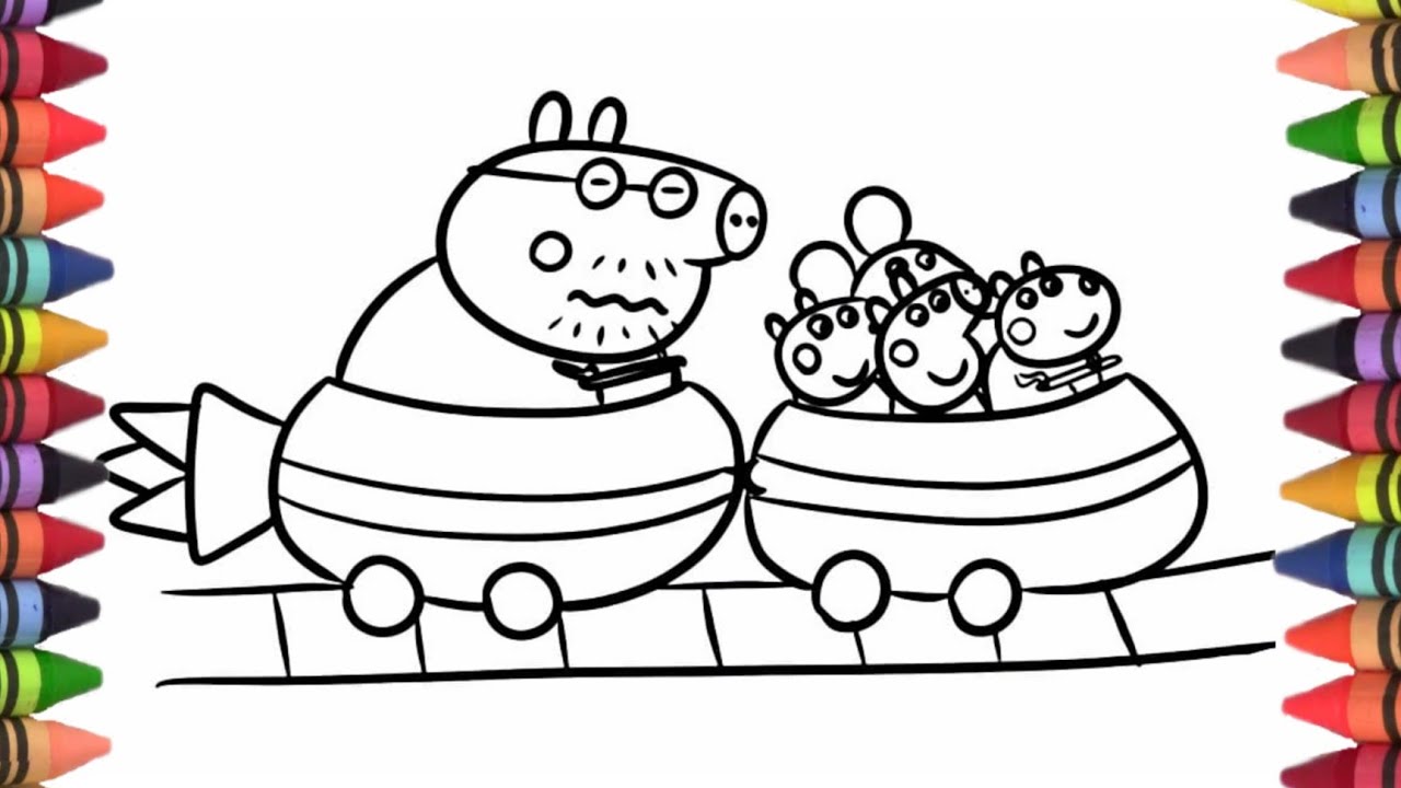 Daddy pig is swinging with kids drawing, Peppa pig official, peppa ...