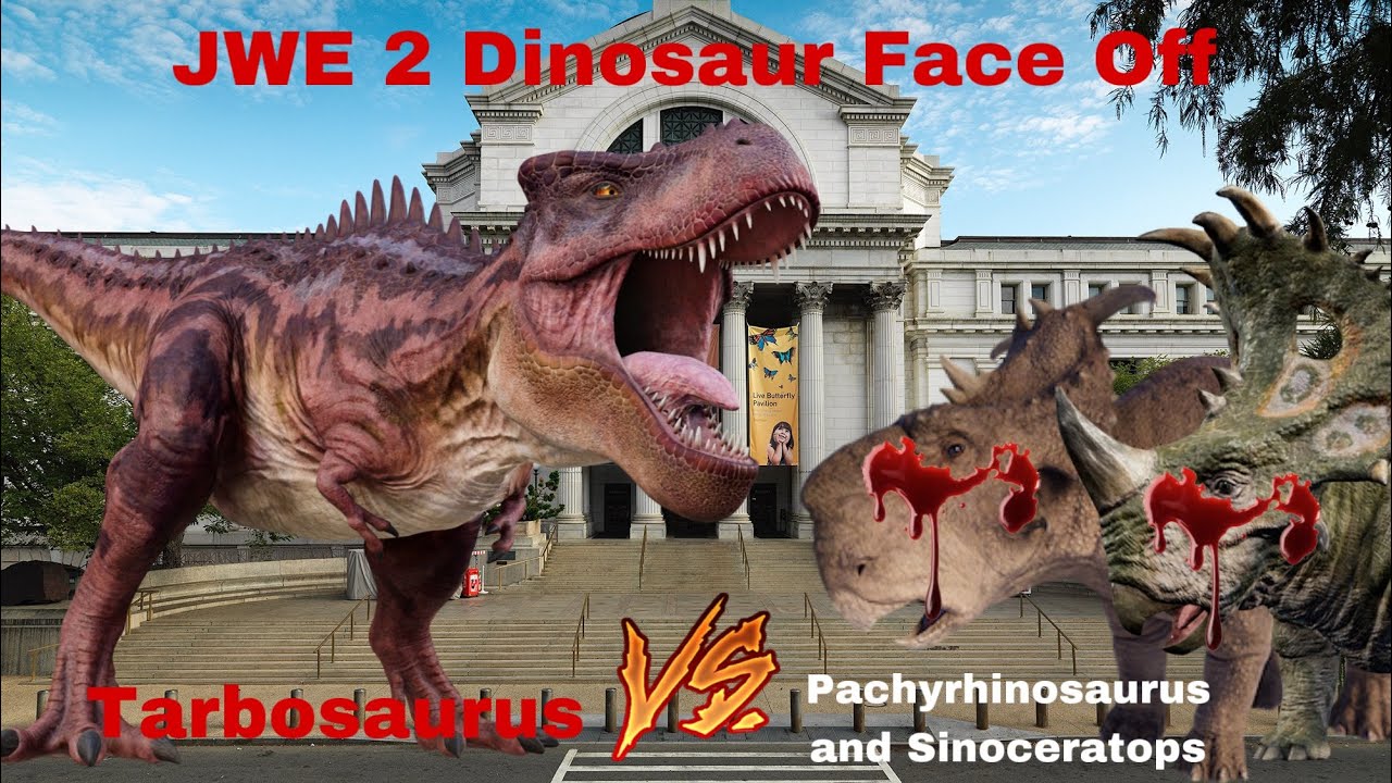 JWE 2 Dinosaur Face Off Tarbosaurus vs Pachyrhinosaurus and ...