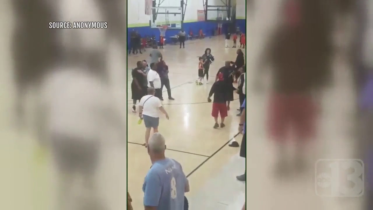 Caught on camera: Adults fight during kid's basketball game - YouTube