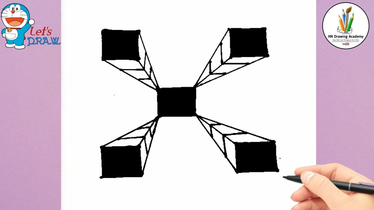 How to draw 3d optical illusion - Anti stress drawing easy - YouTube