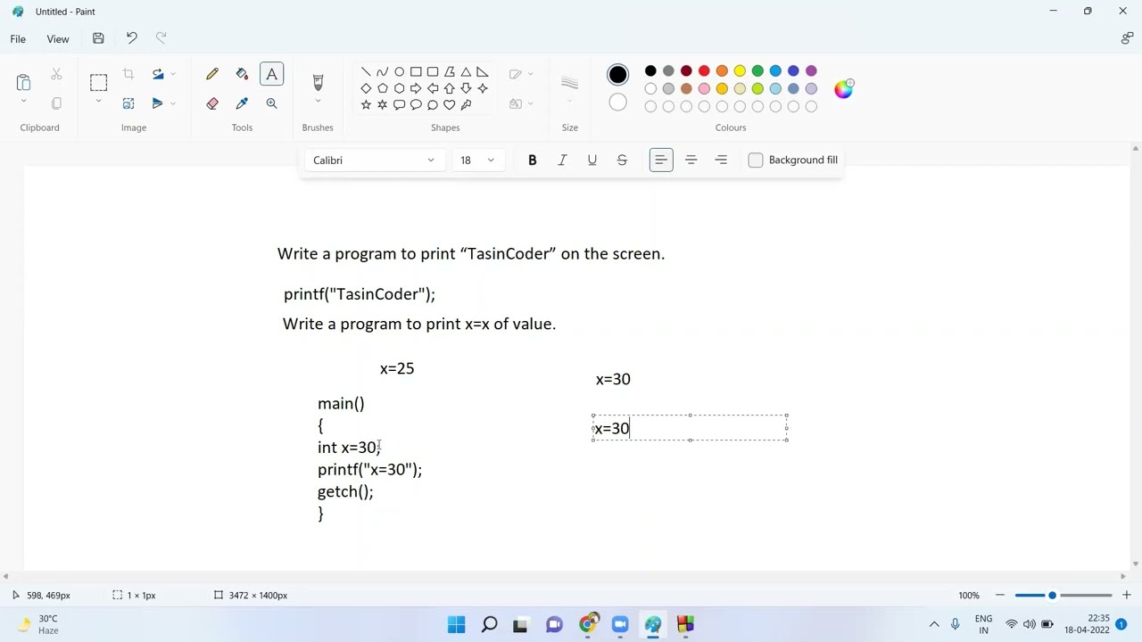 No 12 Print Tasincoder On The Screen Of Program C Language Zero To Hero In Hindi Youtube
