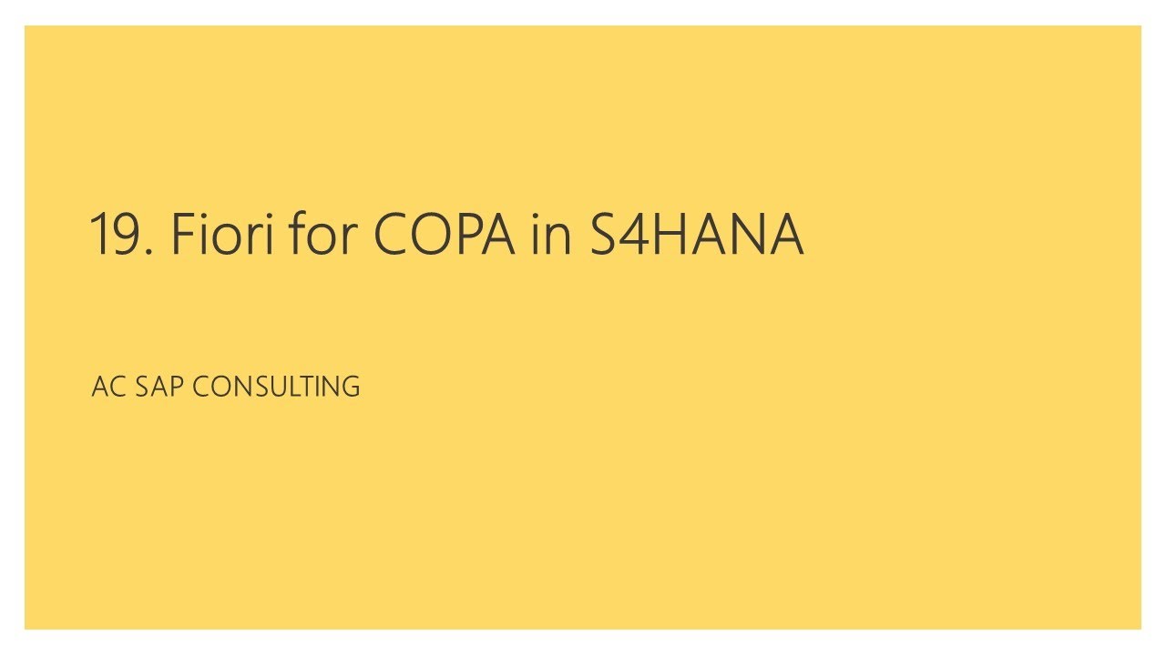 COPA-For-All - 19 - Fiori reports for COPA in S4HANA | AC SAP ...