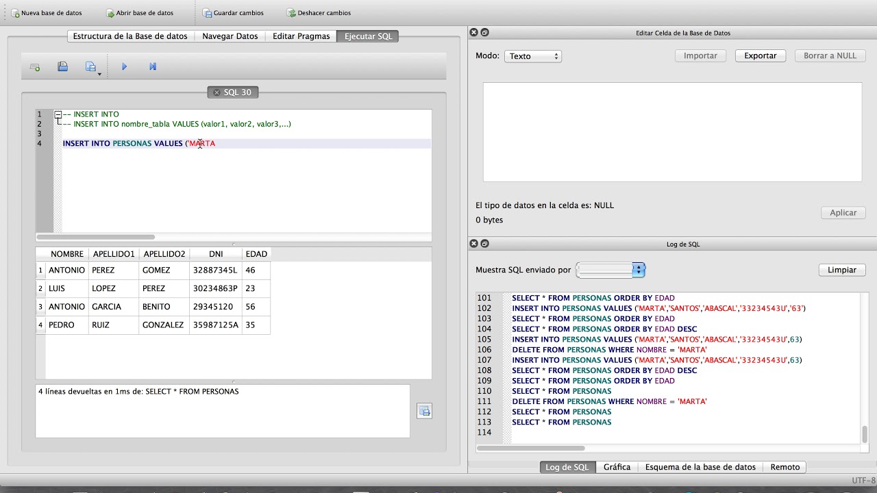 INSERT para insertar datos en una tabla de nuestra base de datos - YouTube