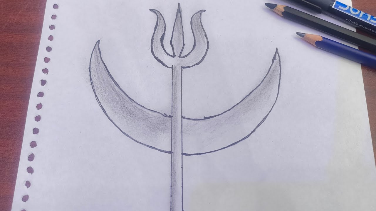 Trishul Drawing//How To Draw Trishul//Lord Shiva Trishul Drawing. - YouTube