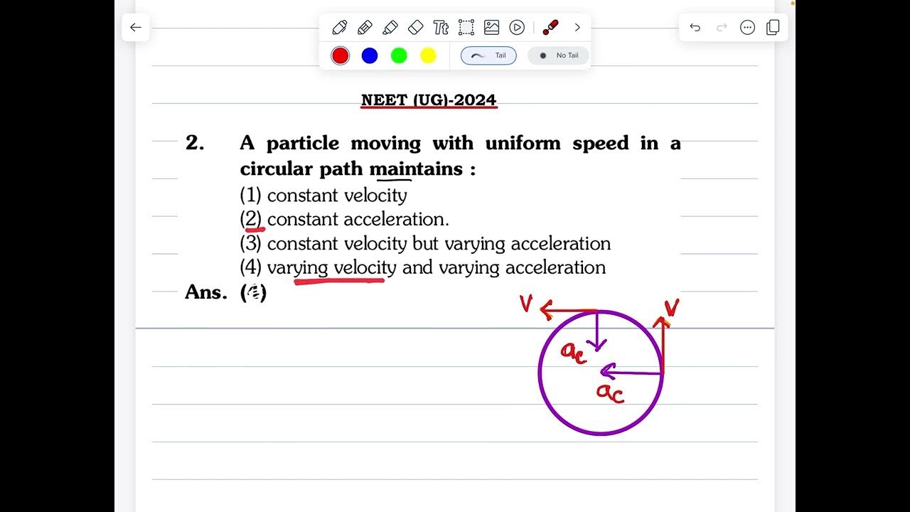 Neet 2024 Q2. A particle moving with uniform speed in a circular path maintains: - YouTube