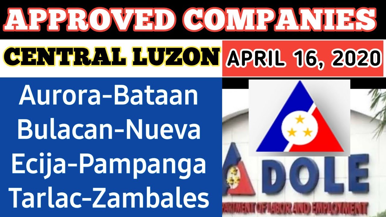 DOLE CENTRAL LUZON LIST OF APPROVED ESTABLISHMENTS AS OF APRIL 16, 2020 | DOLE UPDATED LIST ...