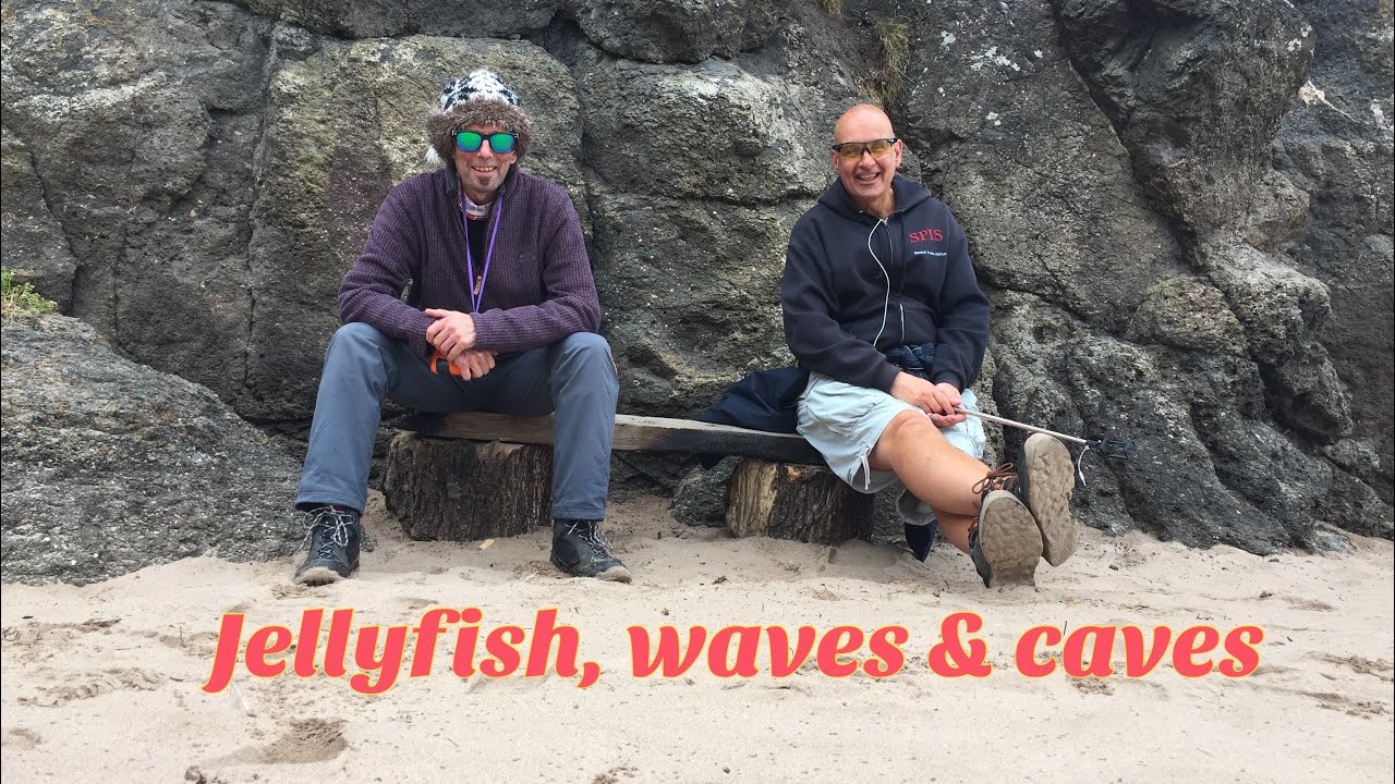St.Cyrus adventure: Waves, caves & jellyfish - YouTube