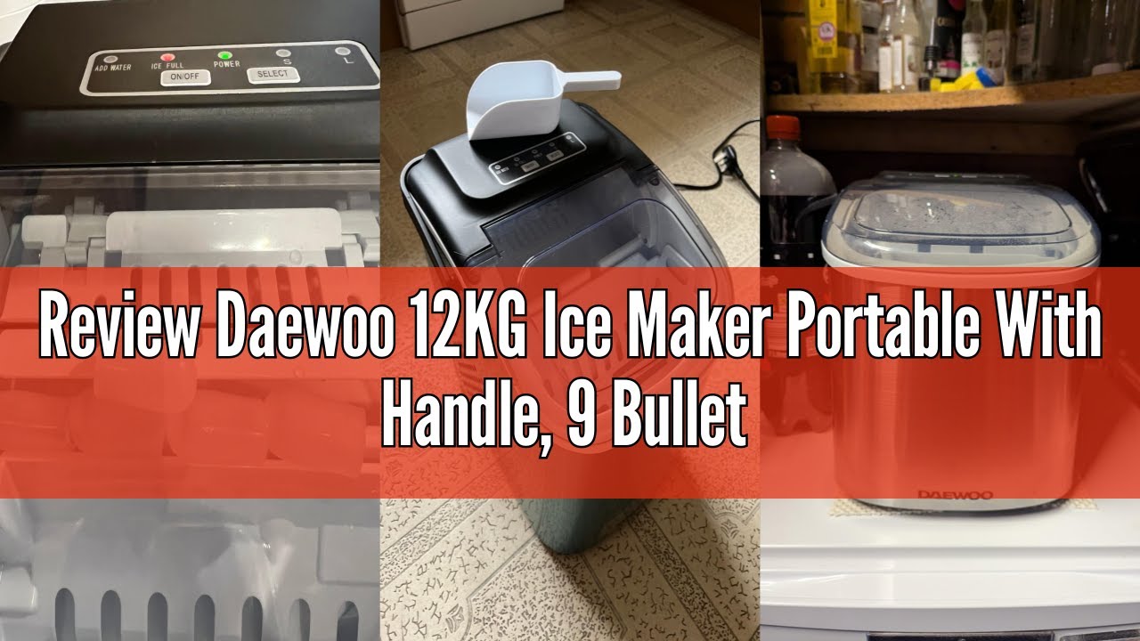 Review Daewoo 12KG Ice Maker Portable With Handle, 9 Bullet Cubes In 6 ...