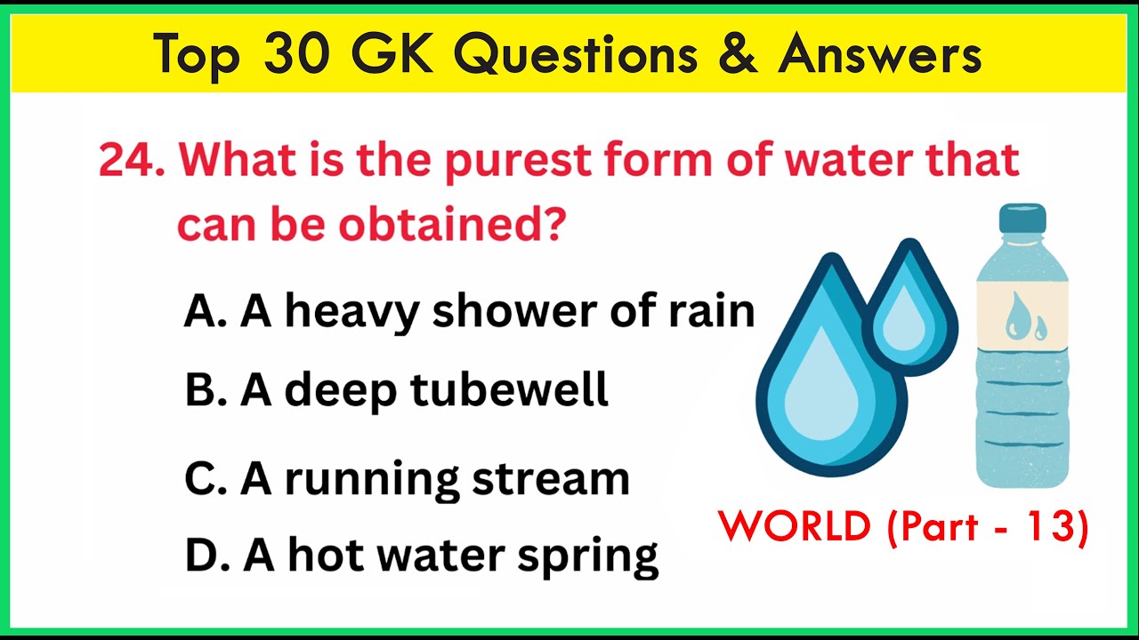 Top 30 World GK question and answer | GK questions and answers | GK ...