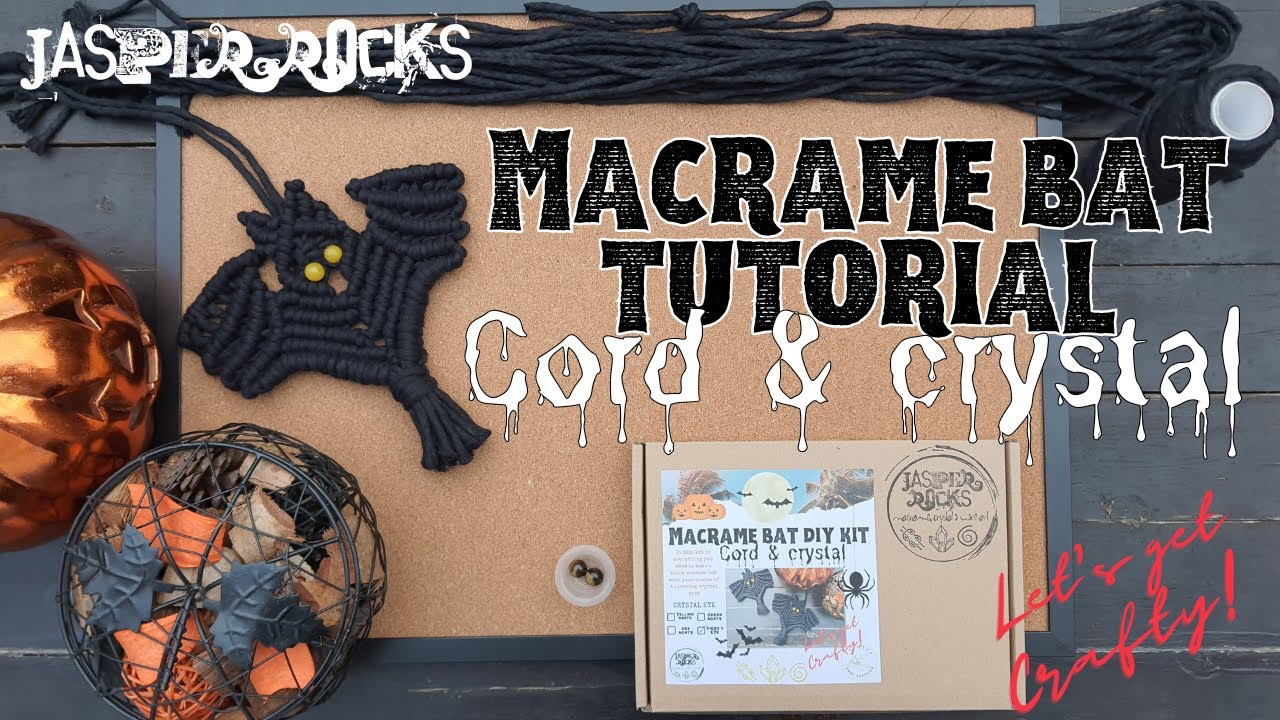 Macrame bat tutorial | Crystal eye HALLOWEEN black macrame BAT DIY kit ...