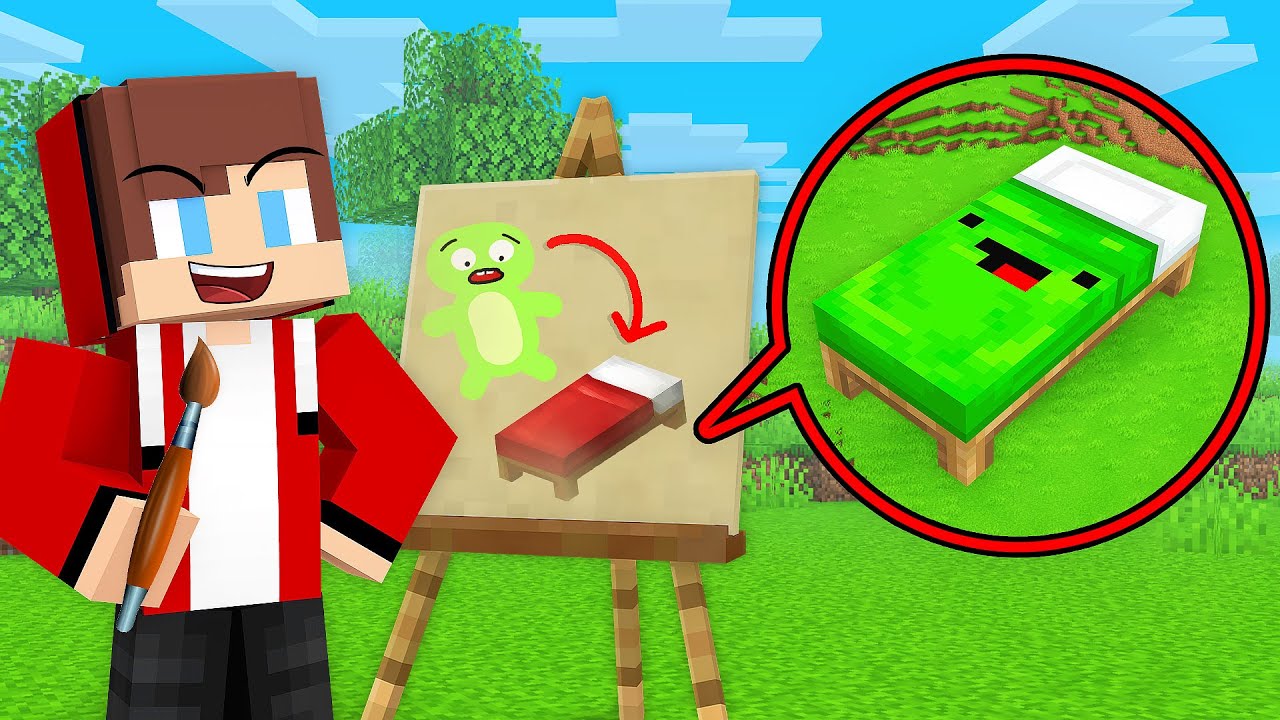 JJ use DRAWING MOD to Shapeshift Mikey Into a BED in Minecraft (Maizen ...